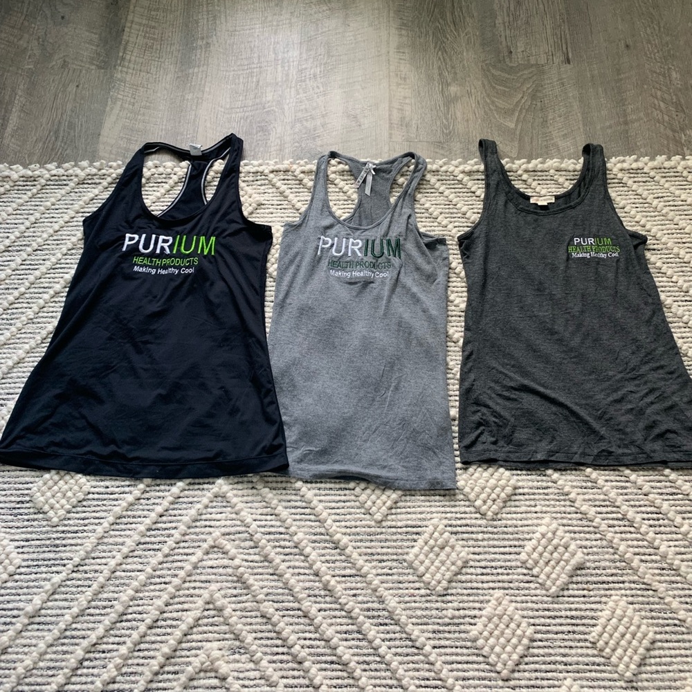 Three Purium Health Product Tank Tops Medium Large - Gem